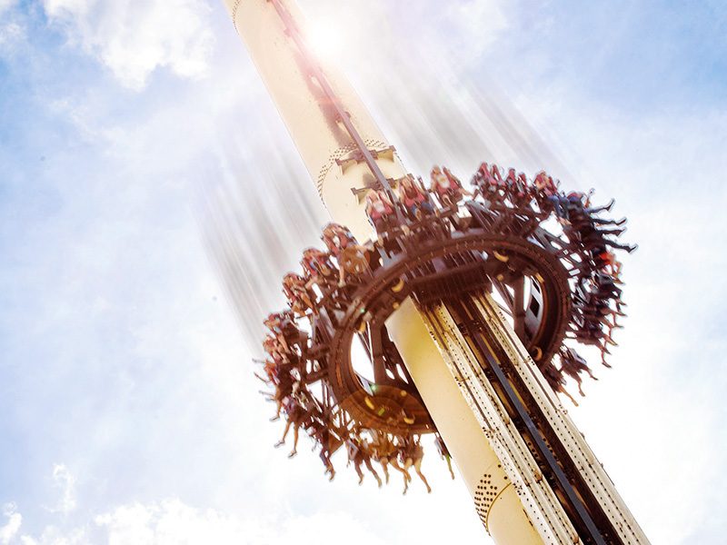 The unique free fall tower at Movie Park Germany